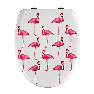 WENKO" Flamingo Toilet Seat, Duroplast Multi-Colour, 38 x 45 x 10 cm