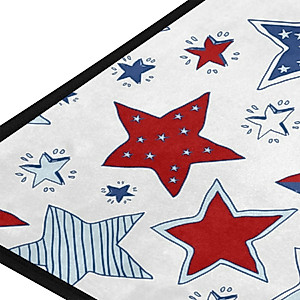SLHKPNS 4th of July Patriotic Kitchen Rugs,American Flag Rug Non-Slip Kitchen Mat Comfort Runner Doormat 39x20 Inch Soft Floor Mat for Home Decor