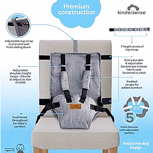 KinderSense® Harness Seat - Fabric Baby Portable High Chair for Travel - Travel High Chair Seat Sack - Portable Baby Seat with Safety Harness – Parent Pouch Must Haves Baby Travel Essential