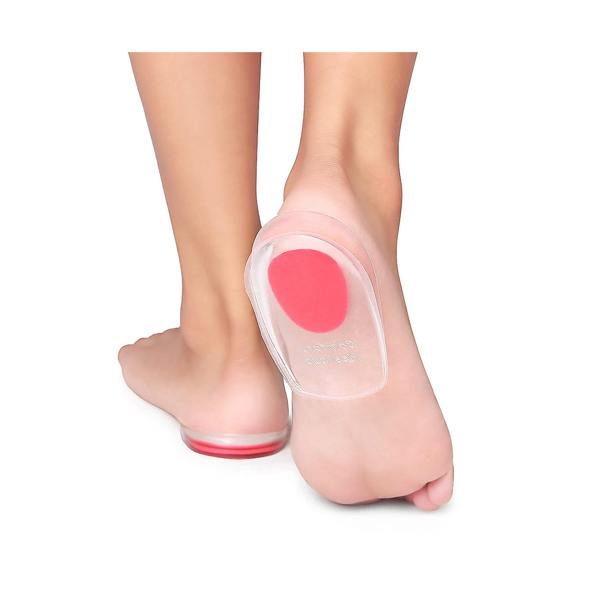 2 Pack - KidSole Shock Absorbing Lightweight Gel Heel Cups for Kid's with Sensitive Heels, Heel Spurs, Plantar Fasciitis, or Ankle Pain (Pink) (Red) (Pink Kids Size 2-6) (Pink Kids Size 2-6)