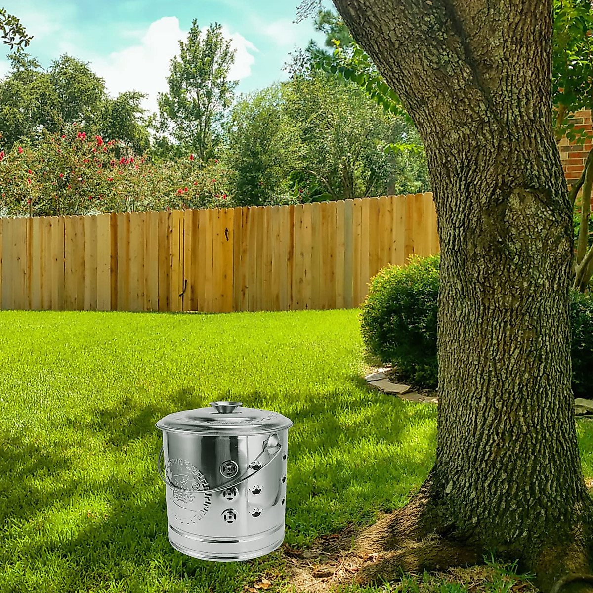 DOITOOL Metal Burn Barrels for Outside, Yard Waste Incinerator Barrel Burn Barrel with Lid and Handle for Paper Leaf Trash Wood Backyard Bonfire (9.4 X 8.7 Inch