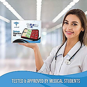 Suture Practice Kit w Suturing Guide E-Book,[Large Case Large Pad & Variety of Sutures w Slots] 4th Gen Pad, Tools Suture Needles by Medical Professionals for Residents Med Dental Vet School Students
