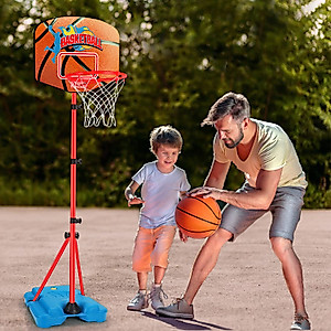 Toddler Basketball Hoop Stand Adjustable Height 2.5 ft -6.2 ft Indoor Basketball Goal Toy with Ball Pump for Kids Boys 2 3 4 5 6 7 8 Years Old Indoor Outdoor Toys Age 1-3 4-8 Yard Games Gifts