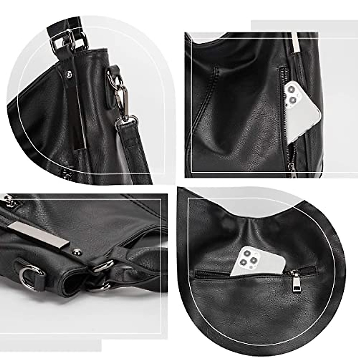 KL928 Purses for Women Shoulder Handbag Top Handle Hobo Tote Bags, PU Leather (Black-2)