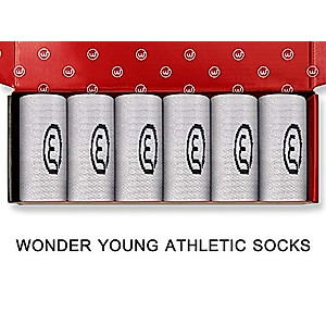 Wonder Young Mens Ankle Athletic Socks Cotton Mesh Cushioned Running Low Cut Tab Socks 6 Pairs