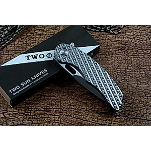TwoSun Knife M390 Fold Satin Blade Flipper Gift Titanium Handle TS177
