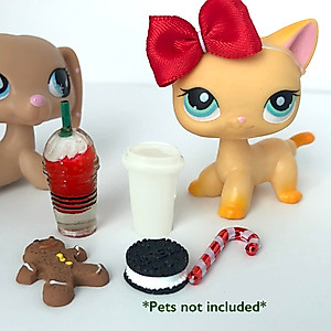LPS Pet Shop 6 PC Christmas Food Bow Accessories Lot