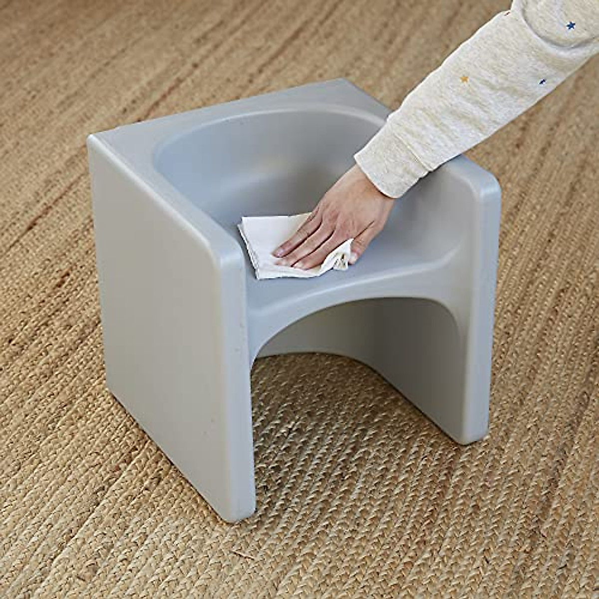 ECR4Kids Table and Chairs Tri-Me Multipurpose 3-Piece Set, Light Grey