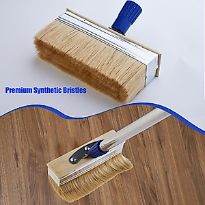 7" Deck Stain Brush Applicator with 60" Long Handle, 3" Paint Brush Included, Block Staining Brushes for Woodstains, Oils, Decking Paints, Decking Stains, Deck Coatings, Fence Wall Furniture Paints