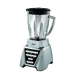 Oster Blender | Pro 1200 with Glass Jar, 24-Ounce Smoothie Cup and Food Processor Attachment, Brushed Nickel - BLSTMB-CBF-000