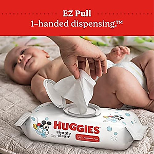 Baby Wipes, Unscented, Huggies Simply Clean Fragrance-Free Baby Diaper Wipes, 11 Flip Lid Packs (704 Wipes Total)