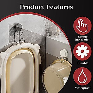 Upgrade Adjustable Light Luxury Washbasin Hook, 2024 New No Drill Suction Cup Hooks, Stainless Steel Waterproof Suction Cup Hooks For Kitchen, Shower, Bathroom, Hanging Washbasin Towels (White, 1PC)