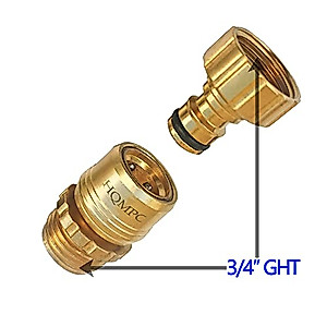 HQMPC Garden Hose Quick Connect No Pb Solid Brass Quick Connector Garden Hose Fitting Water Hose Connectors 3/4 inch GHT (2 Sets)