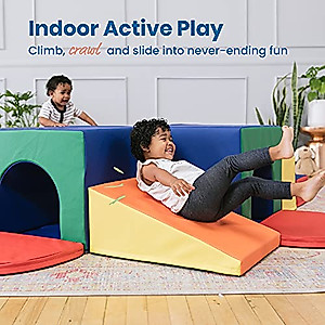 ECR4Kids SoftZone Four Tunnel Maze, Toddler Playset, Assorted, 15-Piece