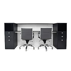 Clinton Modern Reception Desk in Black Oak with White Acrylic Front