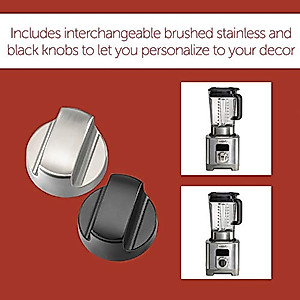 Wolf Gourmet High-Performance Blender, 64 oz Jar, 4 Program Settings, 12.5 AMPS, Blends Food, Shakes and Smoothies, Silver Knob with Black Knob Accessory, Stainless Steel (WGBL120SR)