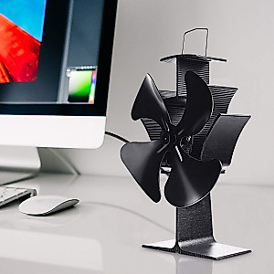 COSTWAY 4-Blade Stove Fan, Multi-Function Fuel Heat Powered Fan, Black, 6.5''X 3.0''X9.0''(LXWXH), 1.5 lbs