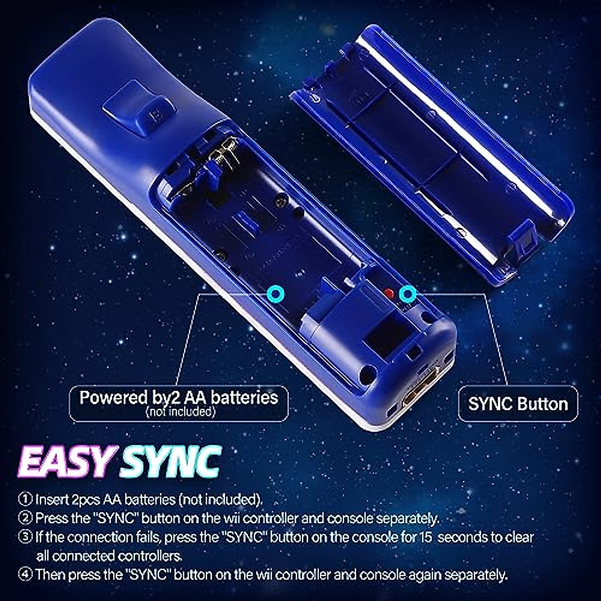 Yosikr Wii Controller 2 Pack, Wii Remote Controller with Silicone Case and Wrist Strap Compatible for Wii/Wii U Console - Starrysky and Graffiti