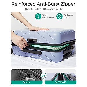 BAGSMART Carry On Luggage 22x14x9 Airline Approved, 20 Inch Lightweight Carry On Suitcase, Hard Shell Luggage with Spinner Wheels, 20 Inch Rolling Suitcases, Purple