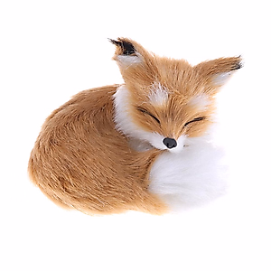 GUDVES Simulation Brown Fox Toy Furs Squatting Fox Model Home Decoration Animals World with Static Action Figures (Fox Toy)