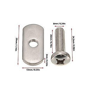 ihreesy Stainless Steel Kayak Rail Screw,4PCS T Bolt Track Screws Track Nuts Rail Tie-Down Accessory Canoe Rail Track Screws Kayak Boat Hardware Accessories