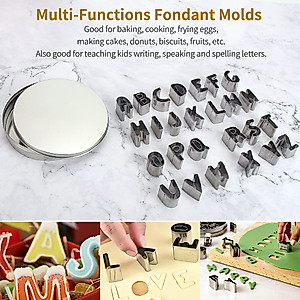 ofone Small Alphabet Cookie Cutters(A - Z), 26 Pcs Fondant Letter Cutters Stainless Steel Mini Biscuit Cutter Shapes for Baking Cakes Pastry Polymer Clay Fruits