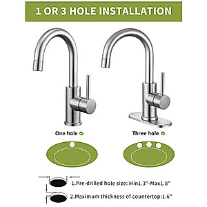 Tohlar Bar Sink Faucet Brushed Nickel, Single Handle Bathroom Faucet for Sink 1 or 3 Hole, Wet Bar/Pre-Kitchen Faucet with 4-Inch Deck Plate & Sprayer, Bathroom Sink Faucet with 360°Swivel Spout