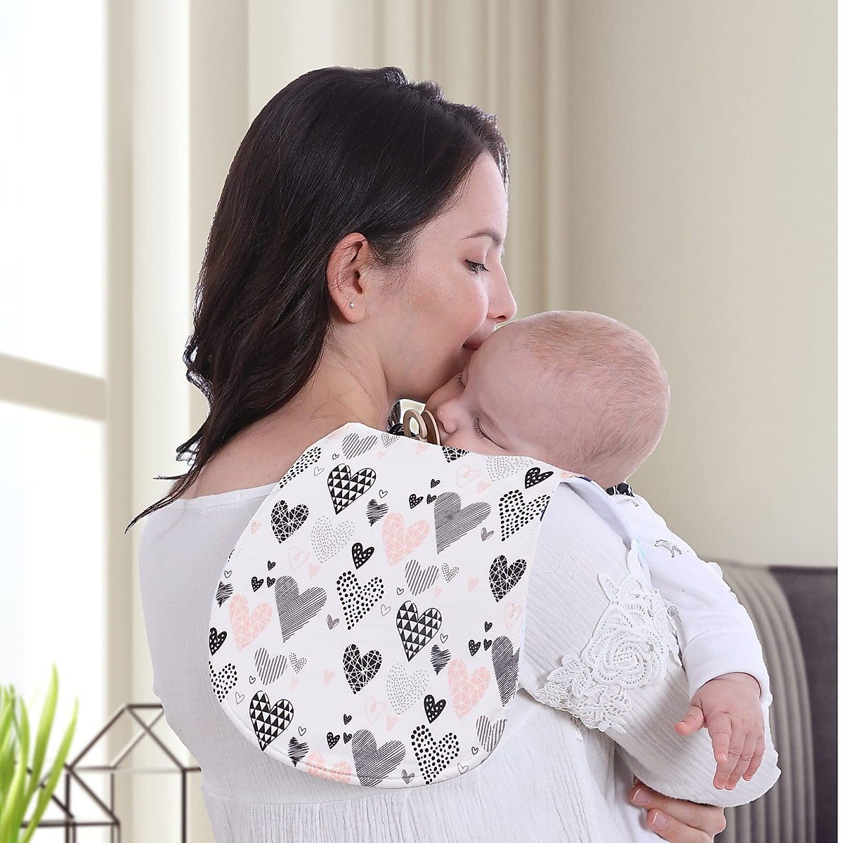 Little Tots Burp Cloths 100% Cotton Baby Burp Set, Absorbent & Soft Burping Cloth Newborn Towel for Newborns & Babies Boys & Girls Unisex 5 Pack (Full of Love)