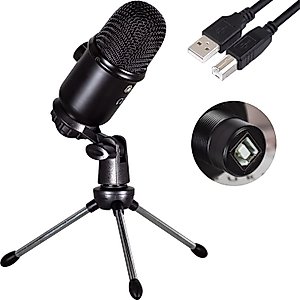 DNZPFU D Professional USB Condenser Microphone for Computer and Mac - Supercardioid Pickup Pattern, Mic Gain Control, Mic Monitoring, Ideal Recording