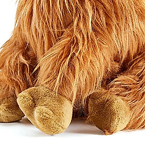 BULINGNA Highland Cow Stuffed Animals, Realistic Fluffy Scottish Cow Plush Toy Doll Gift for Adults Kids (Brown B)