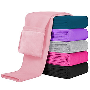 Witwot Girls Fleece Lined Leggings Winter Pants Warm Toddler Kids Thermal Leggings 4-5T Pink