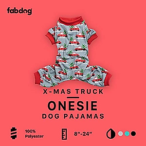 fabdog Dog Pajamas & Matching Dog Owner Bathrobe Set - Fun Clothes Set - Bathrobe With Waist Belt Sizes S/M and L/XL, Dog Outfit Size 12" | Available in X-mas Truck