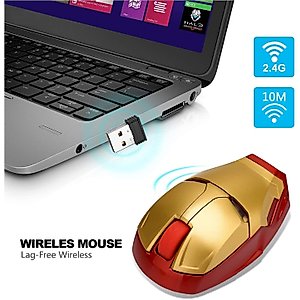 Wireless Mouse 2.4G Full Size Wireless Optical Mice with Nano USB Receiver, 3 Adjustable DPI Levels, 3 Buttons for Notebook, PC, Laptop, Computer (Gold)