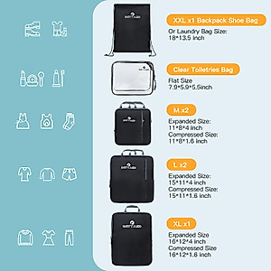 7 Set Travel Packing Organizers Compression Cubes for Suitcases Storage Bags for Compression Carry-on Easy Organizing of Travel Essentials BGTYAED