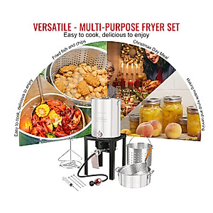 Lafati Turkey Fryer Set, 30QT & 10QT Pots with Large Steamers, and 54,000BTU High Output Burner for Camping, Outdoor Parties, Thanksgiving