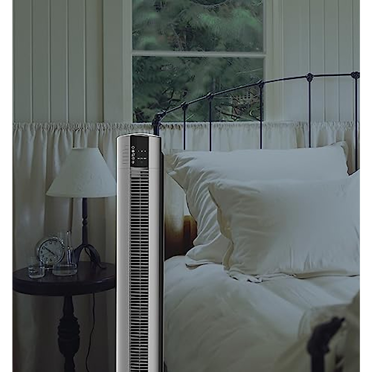 Lasko Oscillating Performance Tower Fan, Nighttime Setting, Remote Control, Timer, 3 Speeds, for Bedroom, Home and Office, 48", Gray, T48314