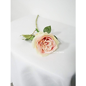 Sweet Home Deco, 15''Silk English Rose, Artificial Garden Rose, Single Rose, Spring Rose, Realistic Rose, Wedding/Home/Party Decoration Rose (Pink x 3 Stems)