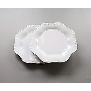 LOK-OSEMILE Melamine Dinner Plates Set for 6, 11 inch Dinner Dishes Set for Indoor and Outdoor Use, White