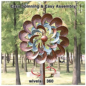 84 Inch Garden Metal Wind Spinner Gifts for Women Mom-Pinwheels Kinetic Art Windmill for Yard Lawn Patio& Garden Decor Outside