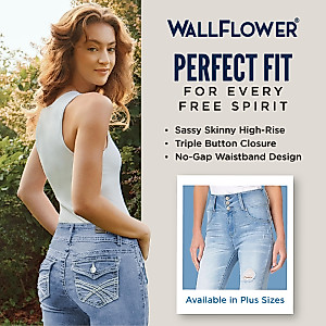 WallFlower Women's Sassy Skinny High-Rise Insta Soft Juniors Jeans (Standard and Plus), Riverton, 13