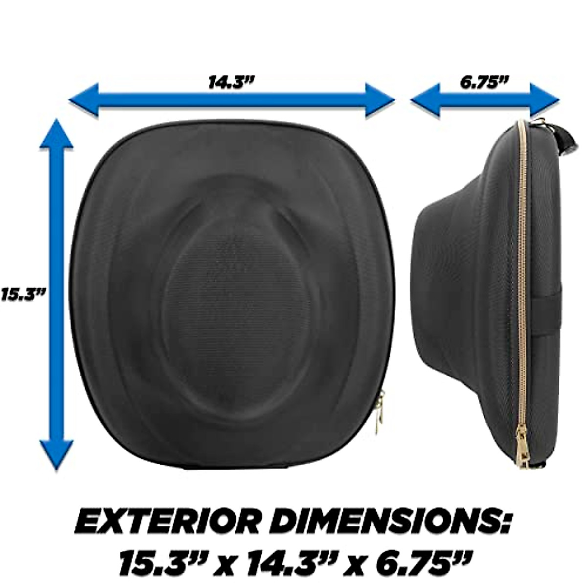 CASEMATIX Hat Case for Fedora, Panama, Bowler Hats and More - Premium Hard Shell Hat Travel Case with Adjustable Carry Strap, Luggage Strap, ID Slot and Protective Insert for Hats With Brims Up To 3"