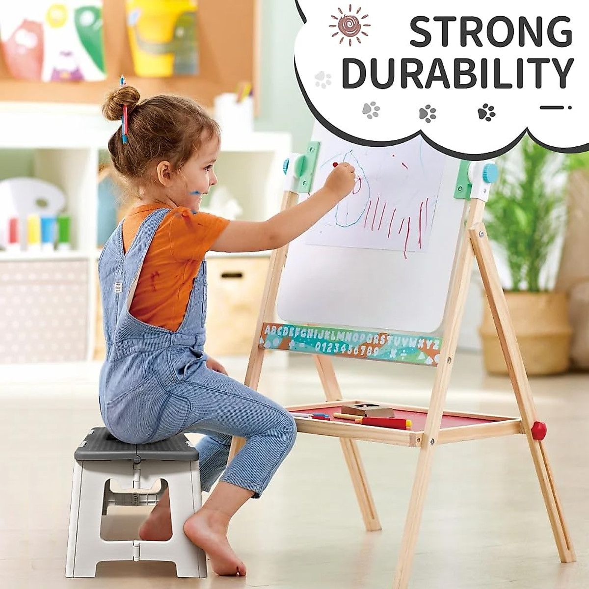 CasaZenith Step Stool Foldable, 9'' Folding Step Stool for Kids & Adults 300 Lb Capacity, Lightweight Small Collapsible Step Stool with Handle, Stepping Stools Suitable for Kitchen Bathroom (Gray)