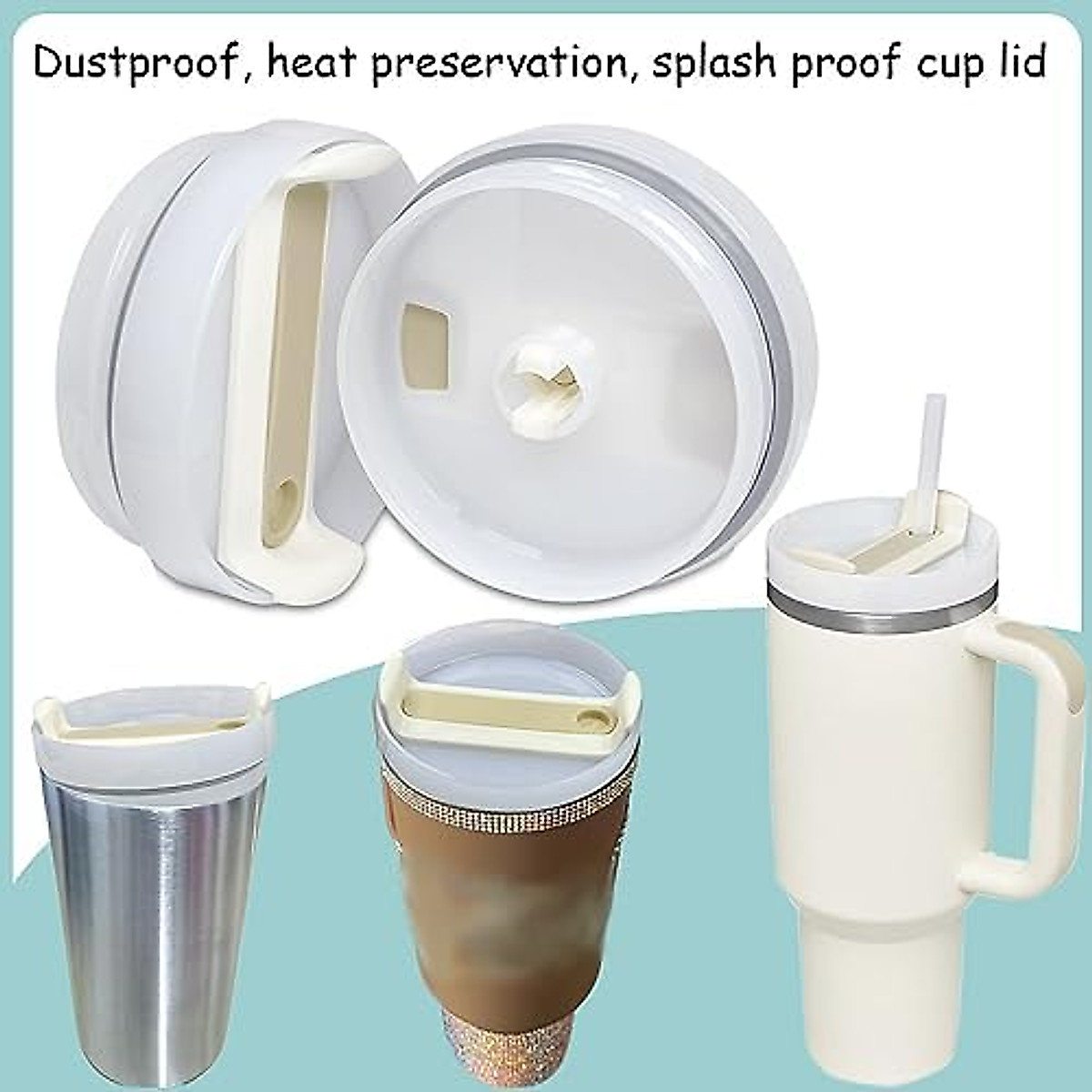 40 OZ Tumbler Lids Fit for Stanley Cup, Skinny Tumbler Lid Replacement, Spill Proof Splash Resistant Tumbler Replacement Cover for Stanley and More Coffee Mugs 2 pack