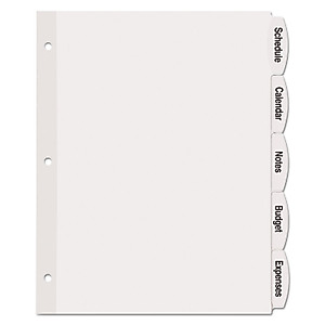 Avery Big Tab Printable White Label Dividers with Easy Peel, 5 Tabs, 20 Sets (14434)