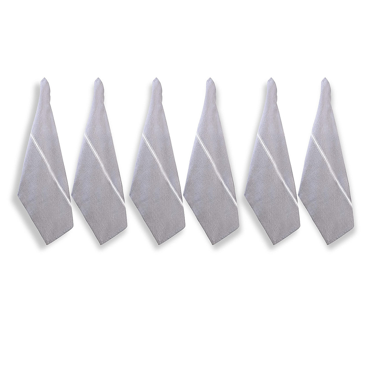 LANE LINEN Kitchen Towels Set - 100% Pure Cotton Dish Towels for Kitchen, Super Absorbent Kitchen Hand Towel, Grey Tea Towels, Soft & Durable Dish Cloths, Pack of 6 – 15”x25”, Grey Chambray