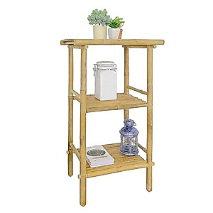 ZEW Handcrafted 3-Tier Bamboo Free Standing Storage Bookcase Shelf