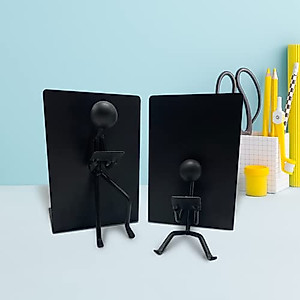 Ottimo Heavy Duty Metal Unique bookends for use as Bookshelf Decor, Home, Office or Kitchen Shelves. Unique, Cute and Decorative Book Stopper to Hold Books, Great Gift Idea (Black)