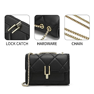 Nother Crossbody Bags for Women Quilted Shoulder Purses and Handbags Lattice Texture with Chain Strap (Black)