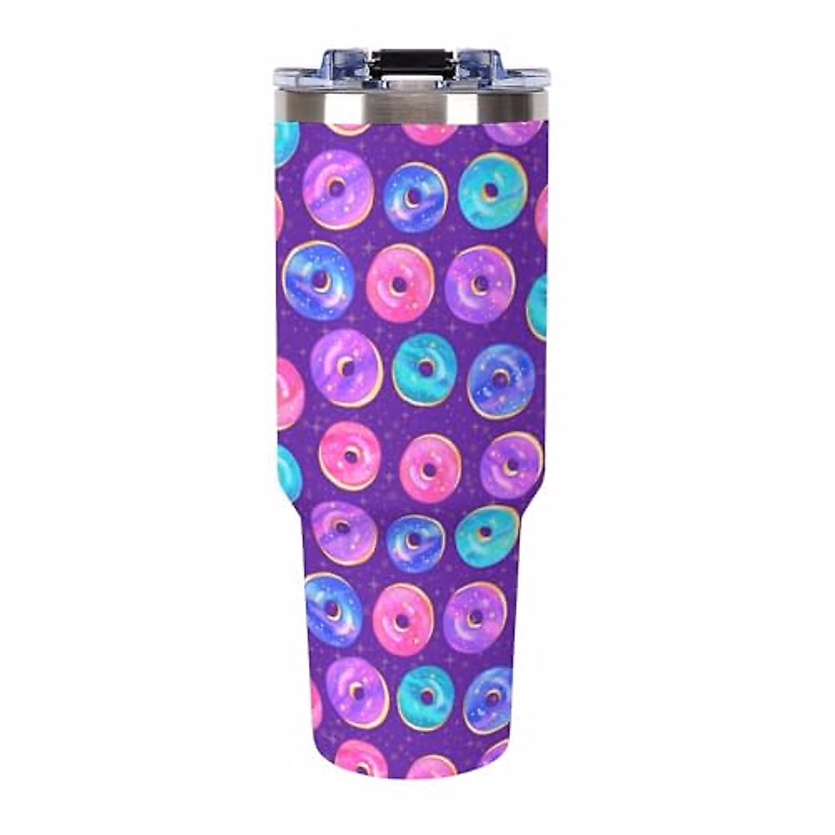 GSFHJKJW 40oz Galaxy Donuts Insulated Stainless Steel Tumbler with Handle Leakproof Water Bottles Travel Mug with Lid And Straw