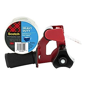 Scotch Heavy Duty Packaging Tape, 1.88" x 54.6 yd, Designed for Packing, Shipping and Mailing, Strong Seal on All Box Types, 3" Core, Clear, 1 Roll w/Dispenser (3850-2ST)